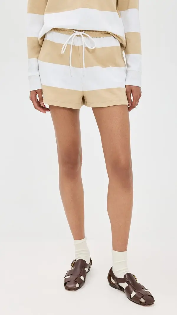 LE BOP Hayley Striped Shorts - Khaki/white
