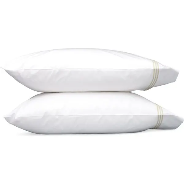 MATOUK Bel Tempo Set Of 2 520 Thread Count Cotton Perccale Pillowcases - Almond