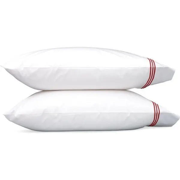 MATOUK Bel Tempo Set Of 2 520 Thread Count Cotton Perccale Pillowcases - Red