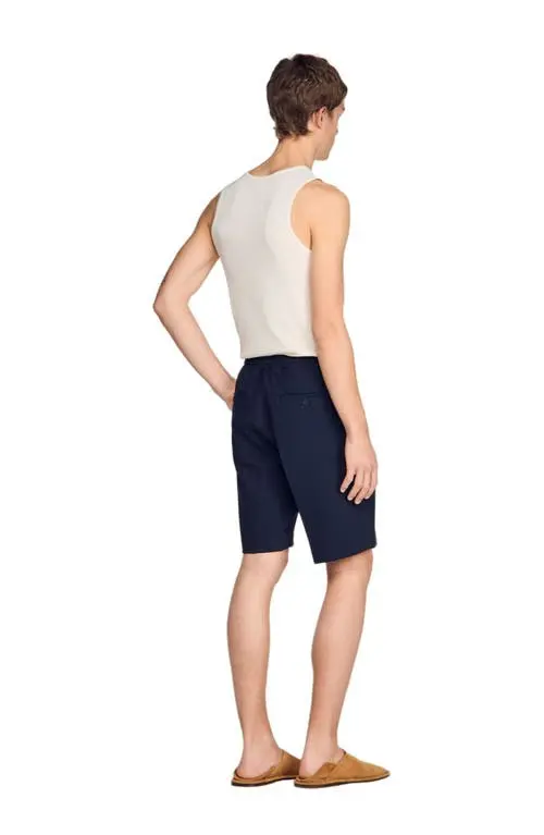 Sandro Jersey Bermuda Shorts - Navy Blue