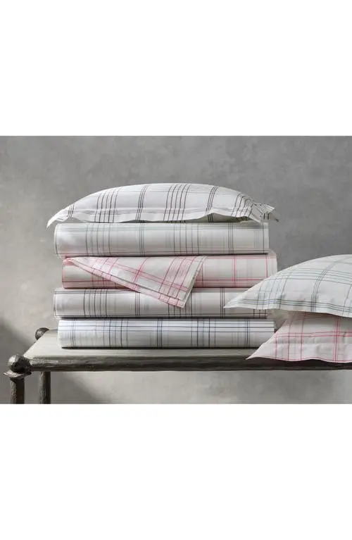 MATOUK August Plaid 500 Thread Count Flat Sheet - Sable