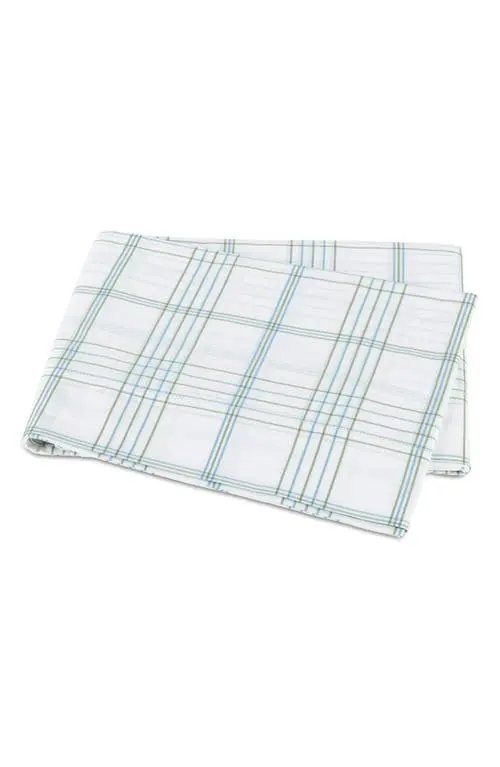 MATOUK August Plaid 500 Thread Count Flat Sheet - Sea