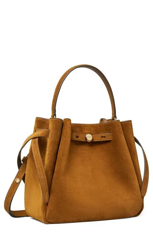 Tory Burch Romy Suede Bucket Bag - Caramel