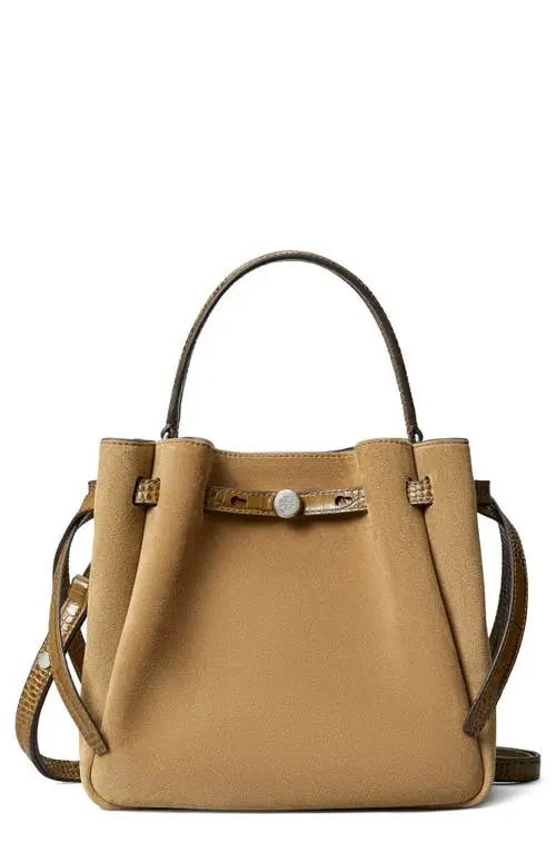 Tory Burch Romy Suede Bucket Bag - Stone