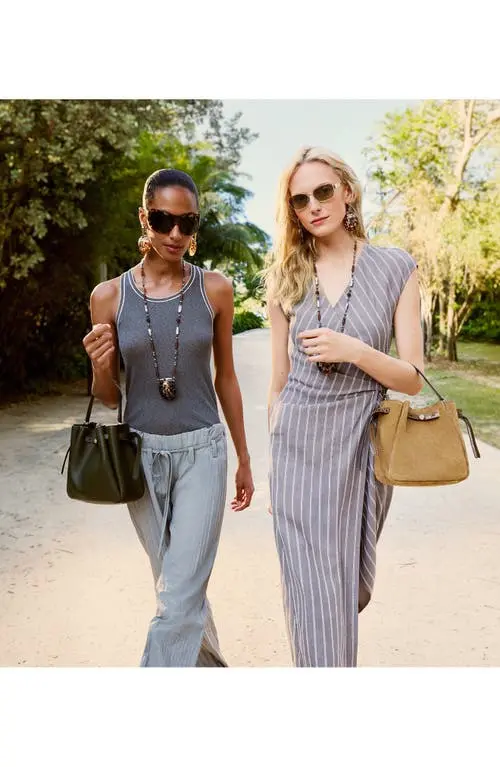 Tory Burch Romy Suede Bucket Bag - Stone