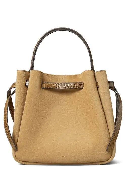 Tory Burch Romy Suede Bucket Bag - Stone