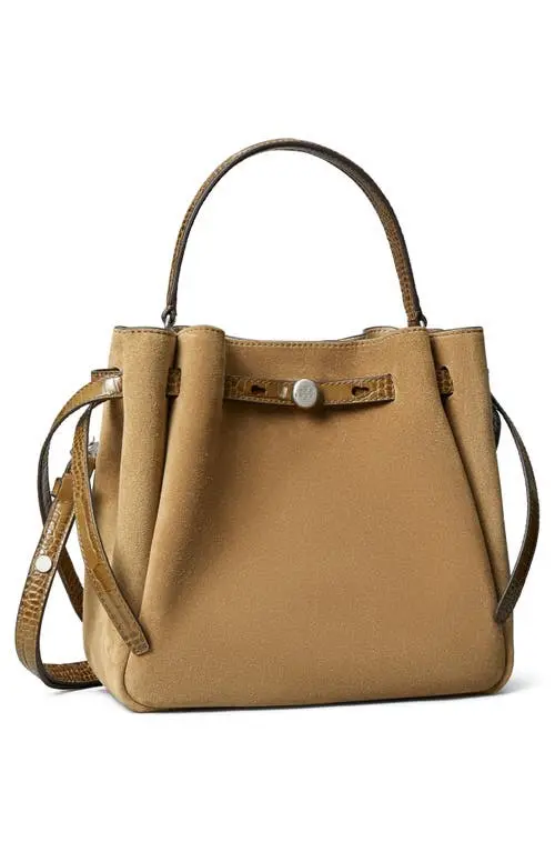 Tory Burch Romy Suede Bucket Bag - Stone