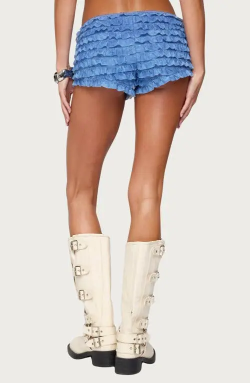 EDIKTED Ruffle Detailed Microshorts - Blue