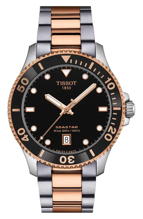 TISSOT Seastar 1000 Two-tone Bracelet Watch - Black
