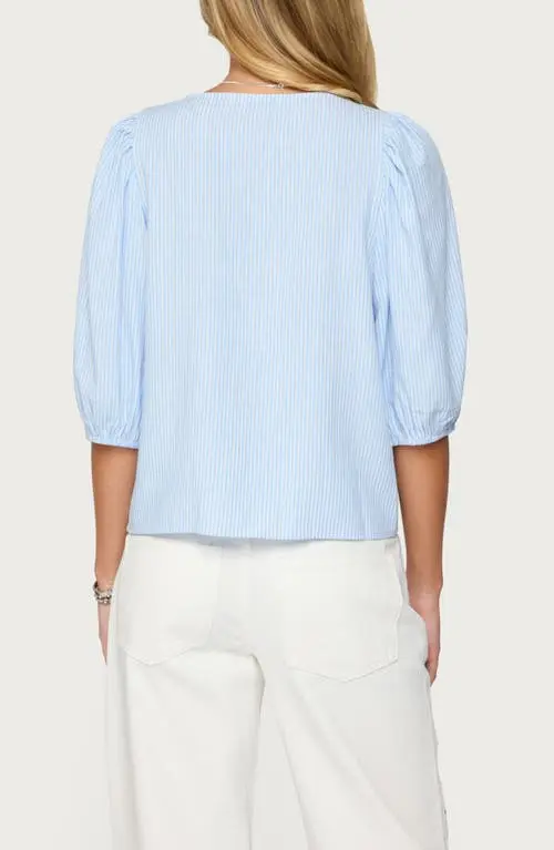 EDIKTED Pinstripe Boxy Button-up Shirt - Light-blue