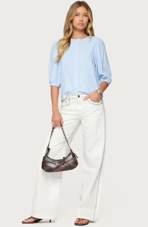 EDIKTED Pinstripe Boxy Button-up Shirt - Light-blue