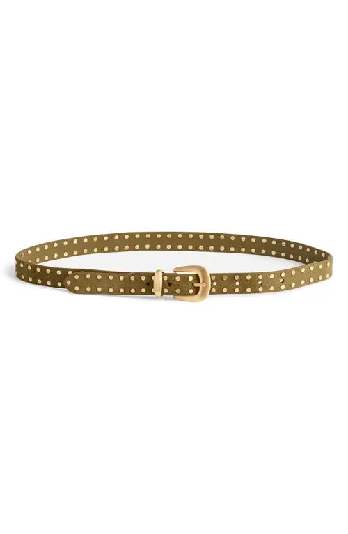 Madewell Flat Studded Western Suede Belt - Aged Olive