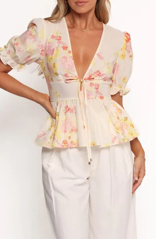 PETAL & PUP Ruffle Hem Puff Sleeve Top