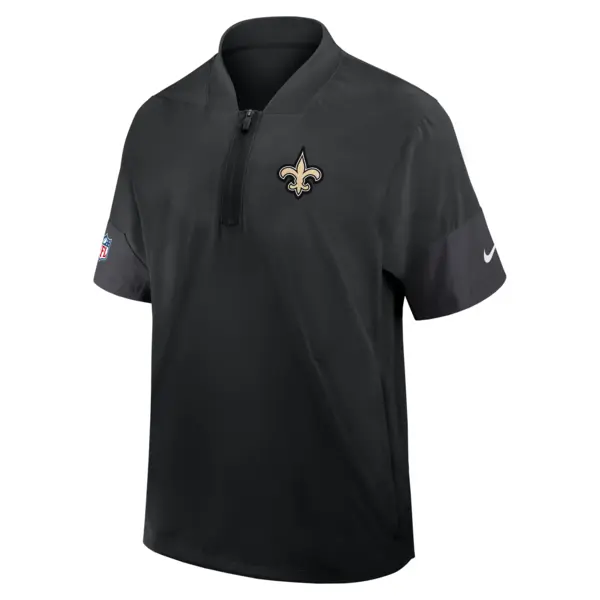 Nike New Orleans Saints Sideline Coach Nfl 1/2-zip Short-sleeve Jacket - Black