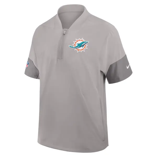 Nike Nfl Miami Dolphins Sideline Coach 1/2-zip Short-sleeve Jacket - Grey