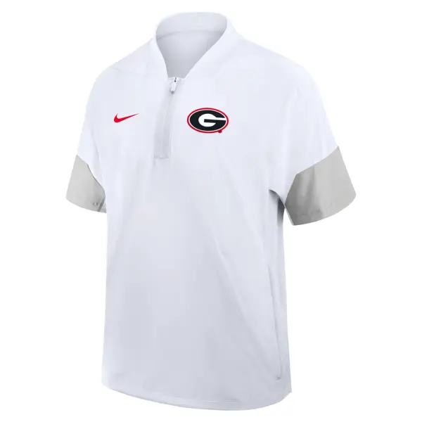 Nike Georgia Sideline Coach 1/2-zip Short-sleeve Jacket - White