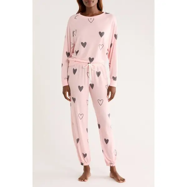 Honeydew Intimates Star Seeker Brushed Jersey Pajamas - Dusty Hearts