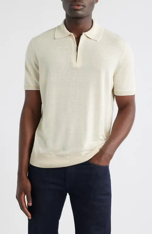 BOSS Jiovanotto Quarter Zip Polo - Open White