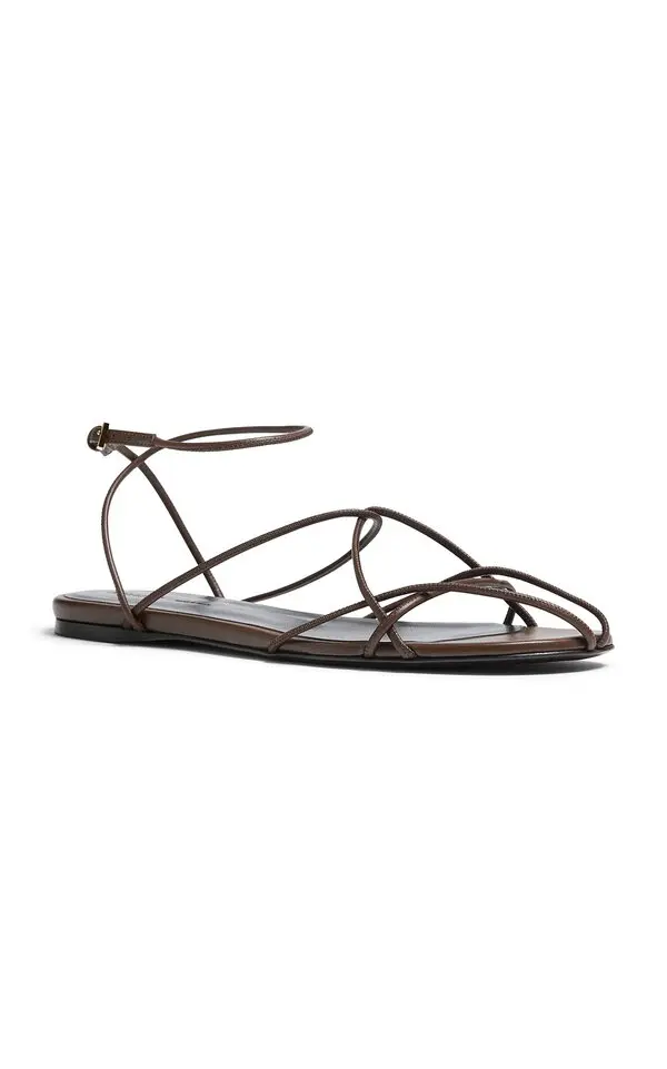 Khaite Loulou Leather Sandals - Brown