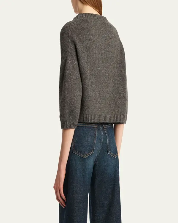 Khaite - Sabina Cashmere Elbow-Sleeve Sweater