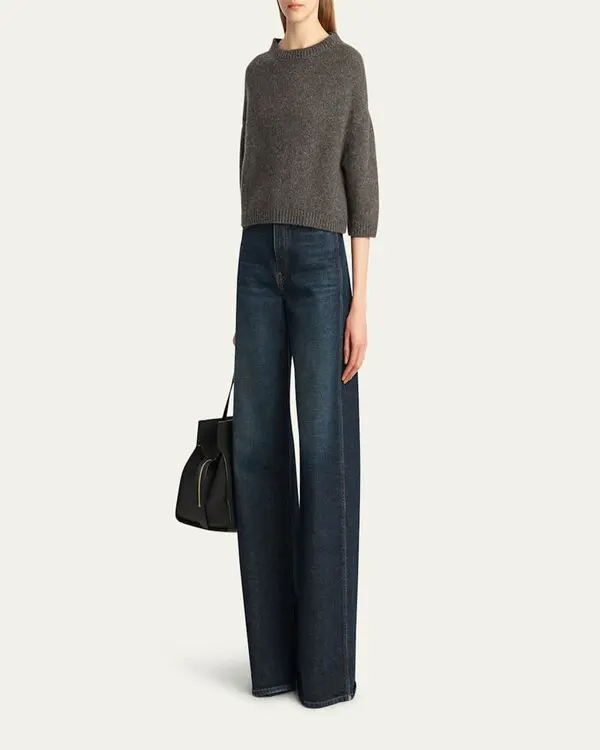 Khaite - Sabina Cashmere Elbow-Sleeve Sweater