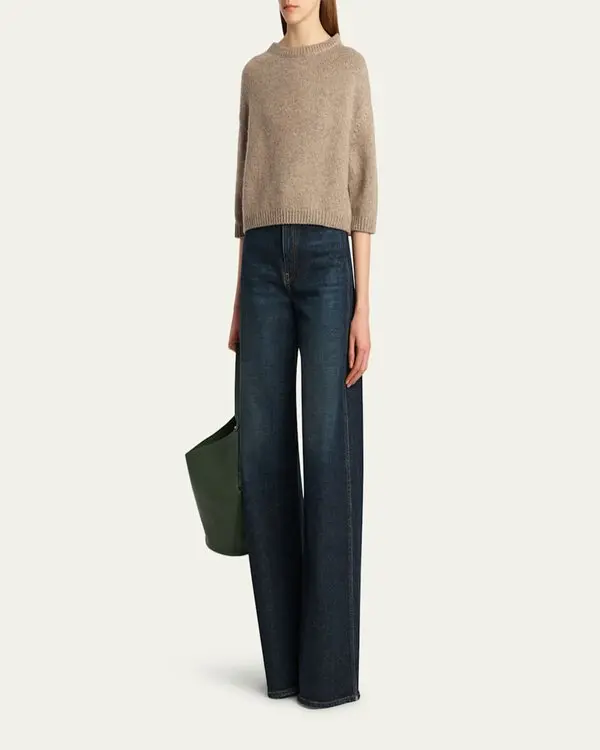 Khaite - Sabina Cashmere Elbow-Sleeve Sweater