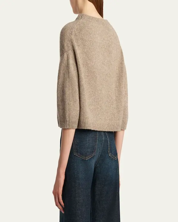 Khaite - Sabina Cashmere Elbow-Sleeve Sweater