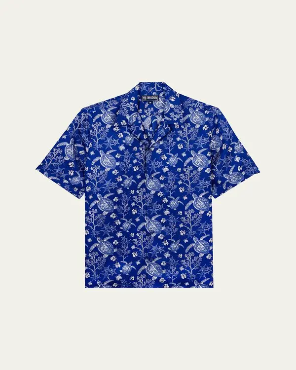 Vilebrequin Silk X-ray Turtles Bowling Shirt - Blupat