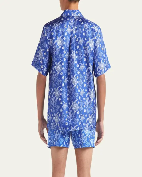 Vilebrequin Silk X-ray Turtles Bowling Shirt - Blupat