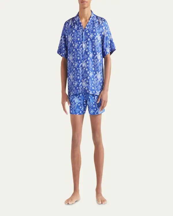 Vilebrequin Silk X-ray Turtles Bowling Shirt - Blupat
