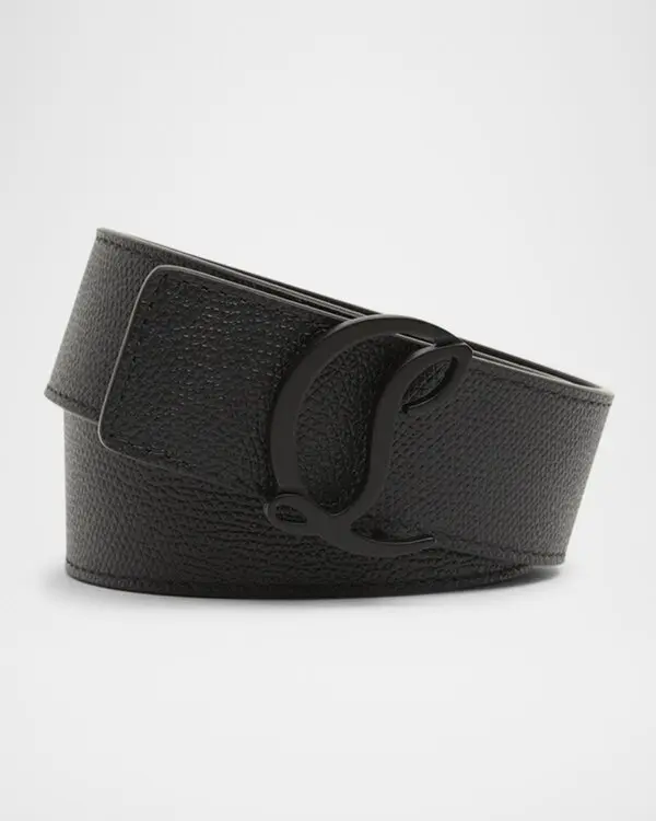 CHRISTIAN LOUBOUTIN Mooncrest-buckle Reversible Leather Belt - Black