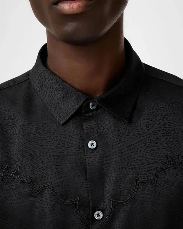 John Varvatos Apos;s Embroidered Jacquard Short-sleeve Shirt