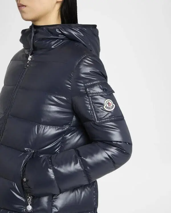 Moncler Courcelles Long Hooded Down Puffer Coat - Navy
