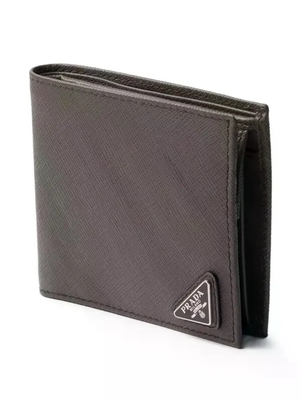 Prada Textured-leather Bi-fold Wallet - Grey