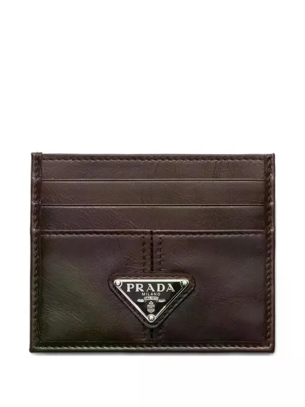Prada Logo-plaque Leather Card Holder - Brown