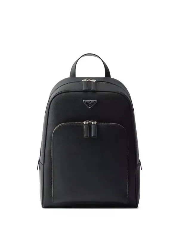 Prada Saffiano Leather Textured Backpack - Black