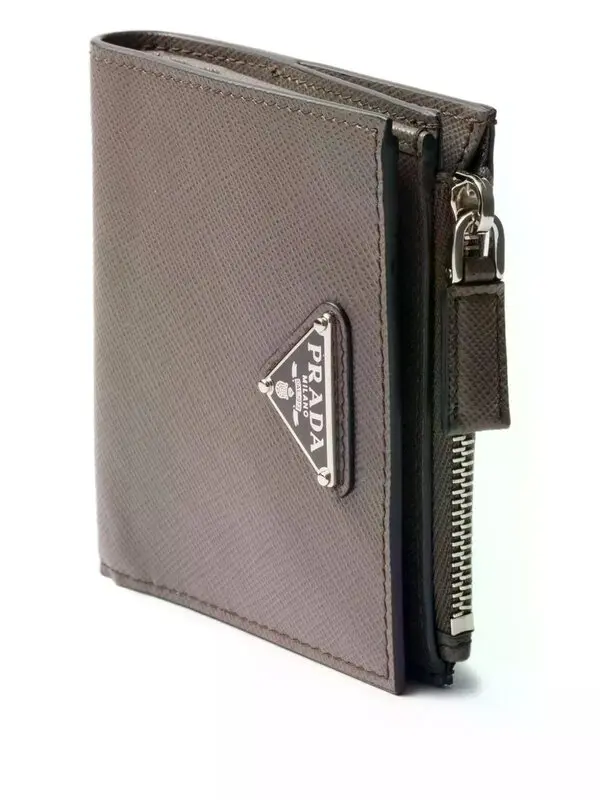 Prada Small Saffiano-leather Wallet - Grey