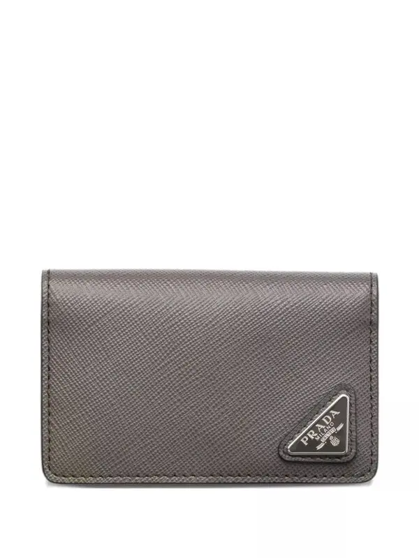 Prada Saffiano Leather Card Holder - Grey