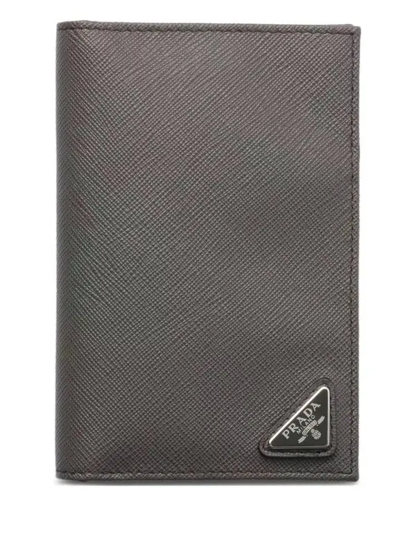 Prada Saffiano-leather Passport Holder - Grey