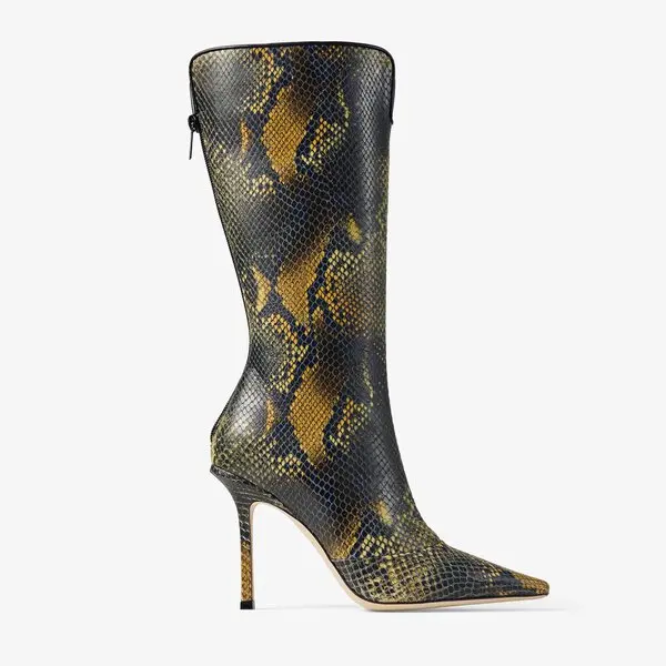 JIMMY CHOO Python-printed Leather Knee-high Boots - Multi