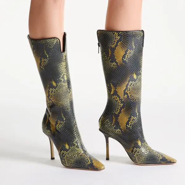 JIMMY CHOO Python-printed Leather Knee-high Boots - Multi
