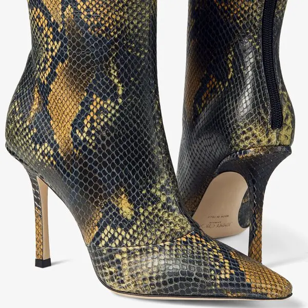 JIMMY CHOO Python-printed Leather Knee-high Boots - Multi