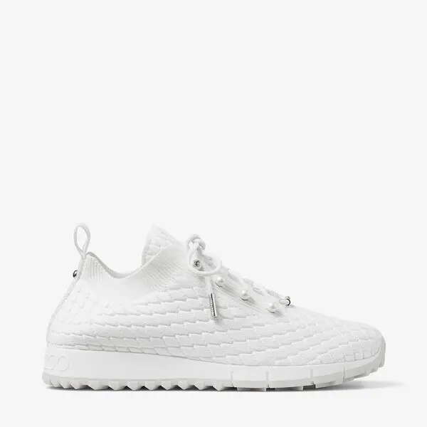 JIMMY CHOO Veles Textured Knit Trainers - White