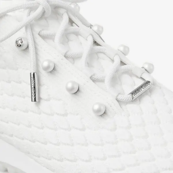 JIMMY CHOO Veles Textured Knit Trainers - White