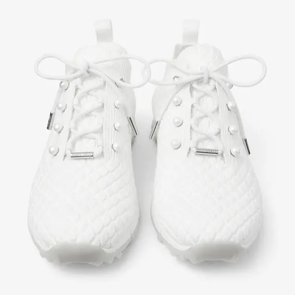 JIMMY CHOO Veles Textured Knit Trainers - White