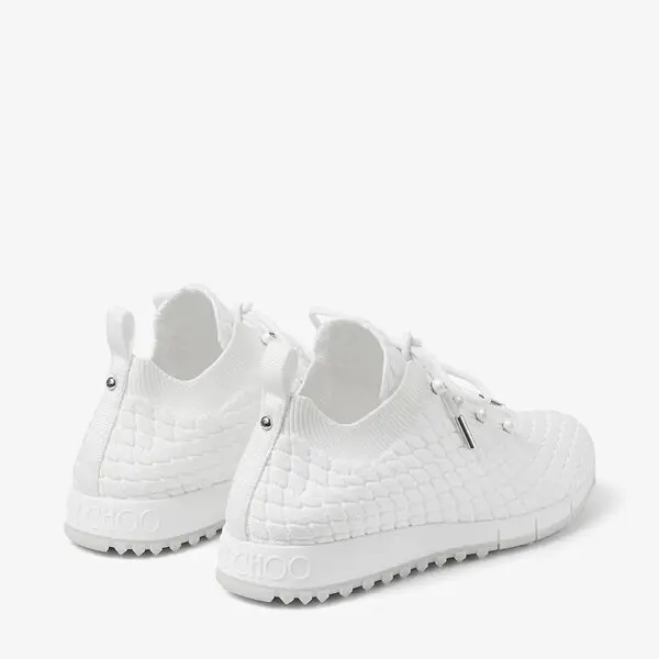 JIMMY CHOO Veles Textured Knit Trainers - White