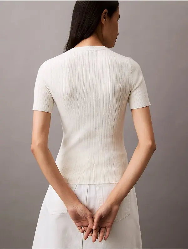Calvin Klein Variegated Rib Slim T-Shirt In Tofu - 20% Off | Editorialist