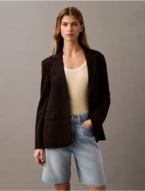 Calvin Klein Ponte Slim Blazer - Black