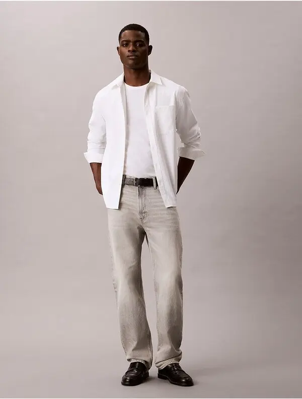 Calvin Klein Standard Straight Jeans With Monogram Logo - Gravel Rock