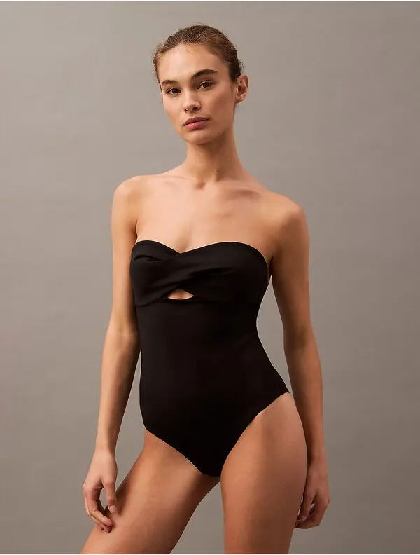 Calvin Klein Structured Twist Bandeau Swimsuit - Black